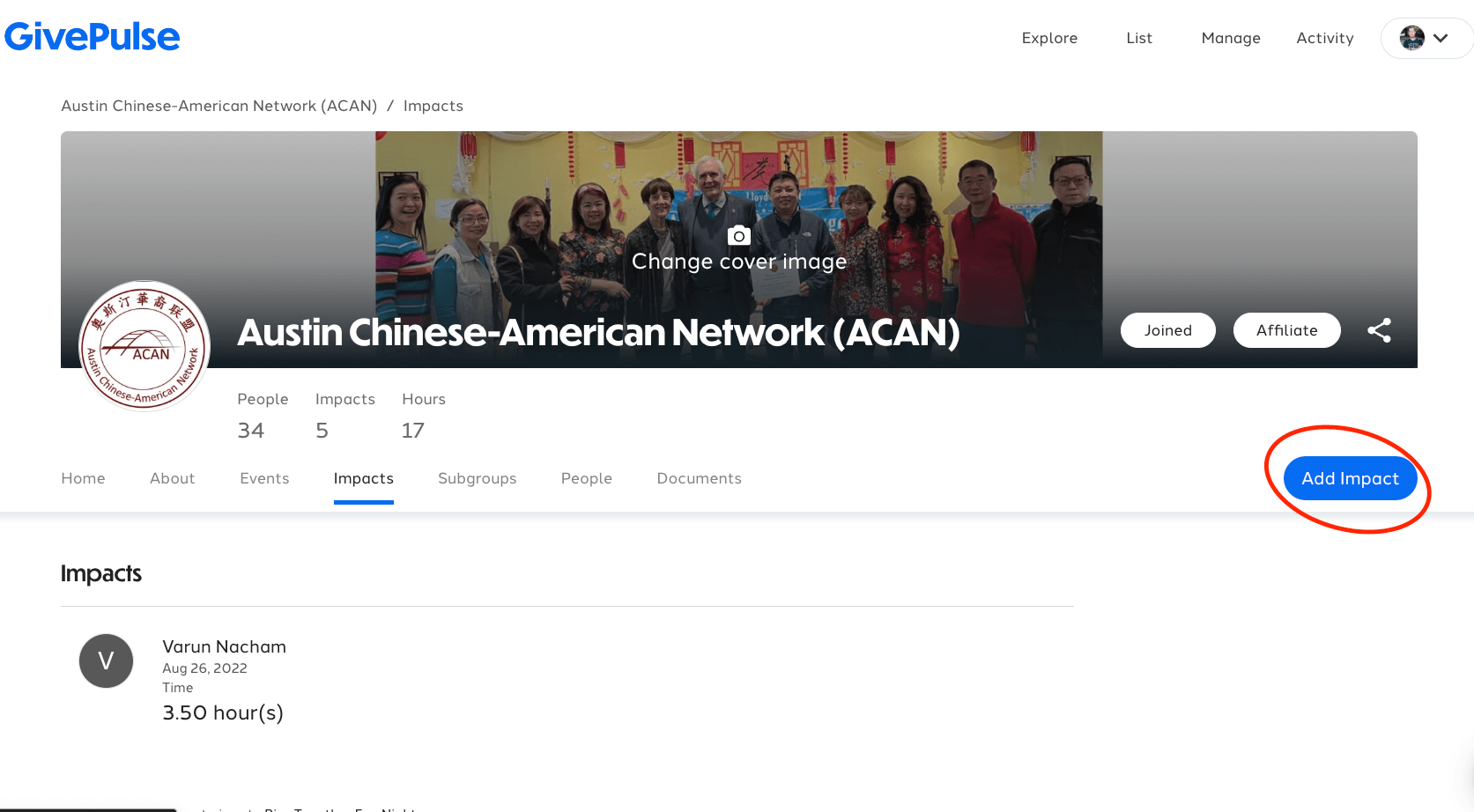 GivePulse Step by Step Guide - Austin Chinese-American Network